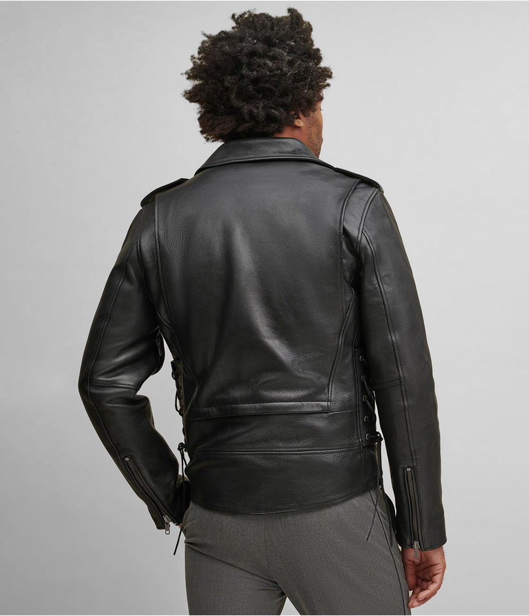 Men's Vintage Biker Leather Jacket In Black - Moto Jacketer